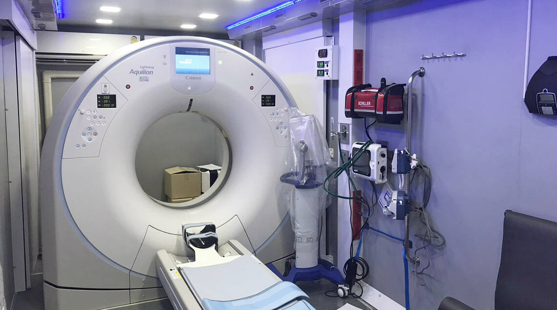 SCHILLER | Stroke Unit on wheels equipped with our DEFIGARD Touch 7